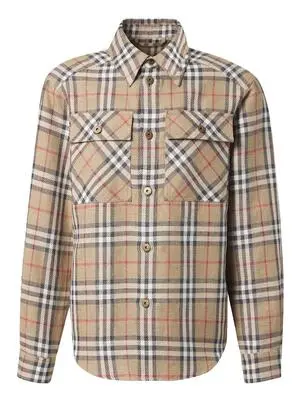 Burberry Check Cotton And Linen Shirt - Beige