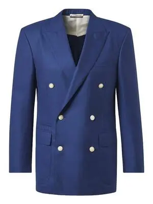 Dunhill Double-breasted Cashmere Blazer - Blue