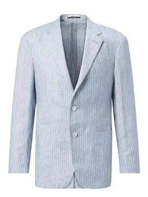 Dunhill Striped Linen-blend Blazer - Blue