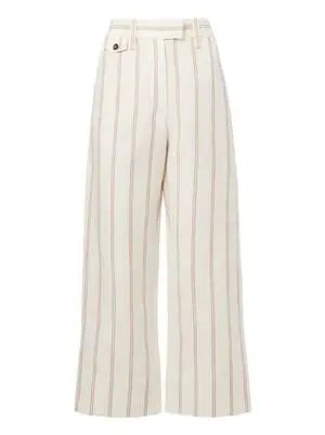 Brunello Cucinelli Monili Striped Linen And Cotton Chinos - White