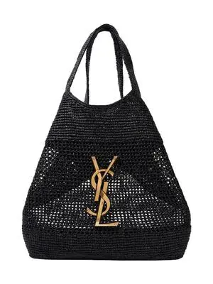 Saint Laurent Icare Maxi Raffia Tote Bag - Black
