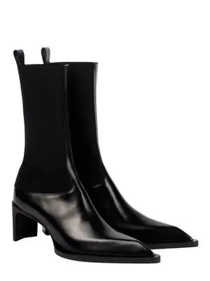 JIL SANDER Leather Ankle Boots - Black