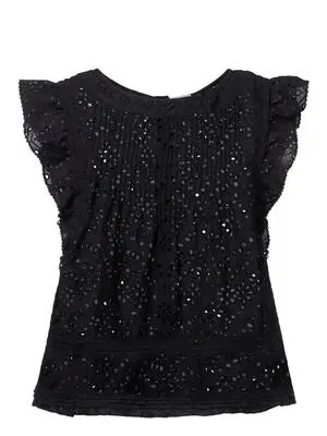 Poupette St Barth Broderie Anglaise Cotton Top - Black