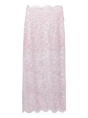 Rabanne Floral Lace Midi Skirt - Pink