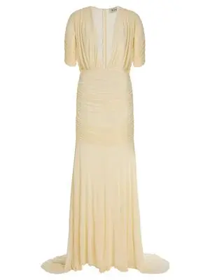 Tove Devi Gathered Jersey Gown - Yellow