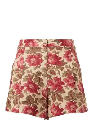 Posse Rosalie Floral Linen Shorts - Red