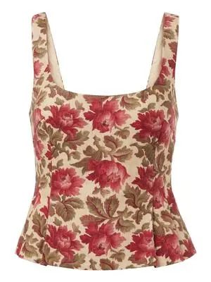 Posse Rosalie Floral Linen Top - Multicoloured