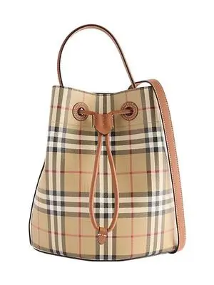 Burberry Tb Small Canvas Bucket Bag - Vntg Chk/briar Brown