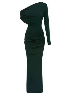 Alex Perry Asymmetric Draped Maxi Dress - Green