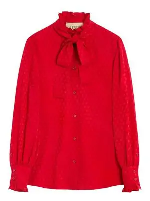 Valentino Garavani Cour De Coeur-print Silk Shirt - Red