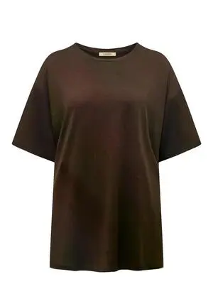 12 STOREEZ Round-neck Silk T-shirt - Brown