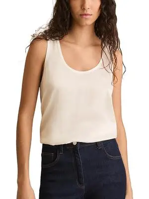 REISS Ruby Mixed Media Tank Top - White