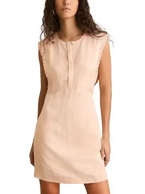 REISS Fawn Stitched Trim Dress - Peach