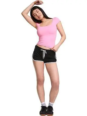 Pink Soft Modal Micro Shorts - Black