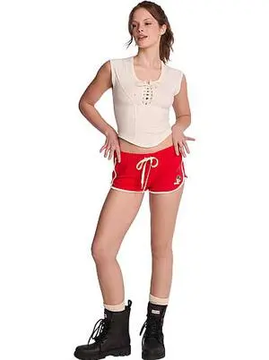 Pink Soft Modal Micro Shorts - Red