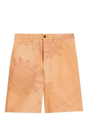 Jacquemus Printed Cotton Shorts - Orange