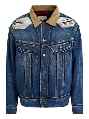 MAISON MARGIELA Pendleton Distressed Denim Jacket - Mid Denim