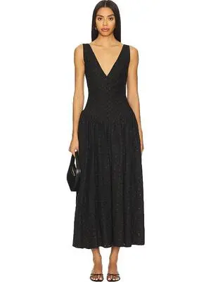 Tularosa Midi Dress With Button Detail - Black