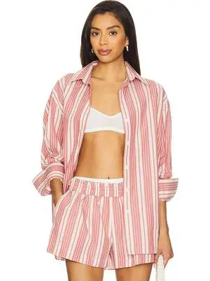 Faithfull The Brand Capri Shirt - Cherry Stripe