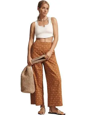 PILCRO Pilcro Izzie Relaxed Printed Barrel Pants Brown Pattern
