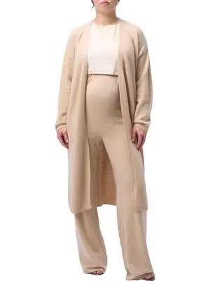GOBI MONGOLIAN CASHMERE Wide-leg Knitted Maternity Cashmere Pants - Beige