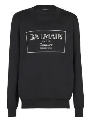 Balmain Fine Knit Jumper With Couture Label - Black