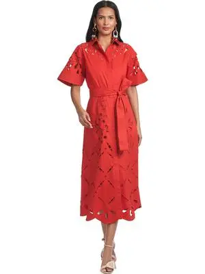 Sachin & Babi Vincenza Embroidered Shirt Dress - Cherry