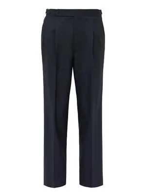 STOFFA Straight-leg Pleated Wool Suit Trousers - Blue