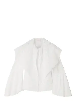 Loretta Caponi Azzurra Broderie Anglaise Cotton-poplin Blouse - White