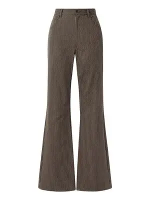 NILI LOTAN Roe Striped Flared Pants - Brown