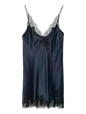 Carine Gilson Silk Satin Slip Dress - Blue