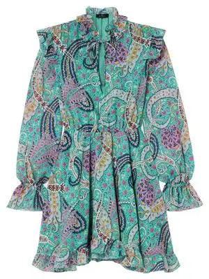 Etro Ruffled Paisley-print Voile-jacquard Mini Dress - Blue