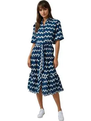 GUADALUPE DESIGN Printed Kaftan Dress - Blue