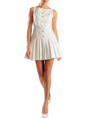 FREEMARKET Sleeveless Drop Waist Mini Dress - White