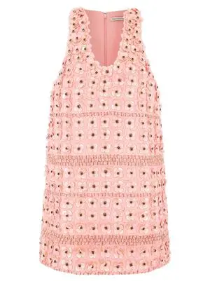 EMILIA WICKSTEAD Embellished Viscose Crepe Mini Dress - Pink