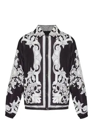 Versace Reversible Jacket With Baroque Print Nero E Argento