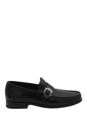 FERRAGAMO Leather Caspian Loafers - Black