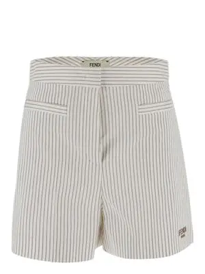 Fendi Printed Silk Bermuda Shorts White