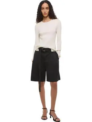 Helmut Lang Wide Pleated Shorts - Black