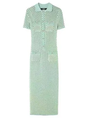 Versace Crochet Knit Polo Maxi Dress - Green