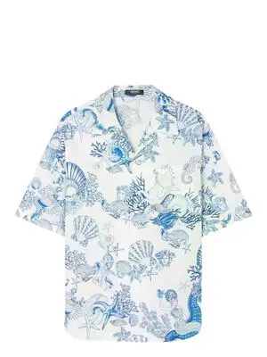 Versace Coral Theatre Cotton Shirt - Blue