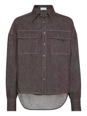 Brunello Cucinelli Contrast-lining Shirt - Brown