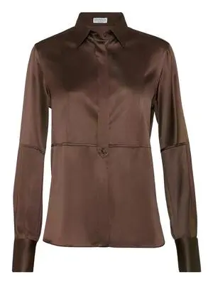 Brunello Cucinelli Silk Shirt - Brown