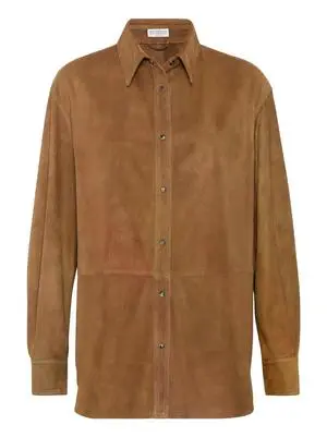 Brunello Cucinelli Leather Button-down Shirt - Brown