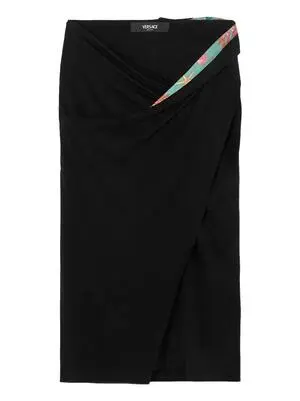 Versace Underwater Barocco Draped Midi Skirt - Black