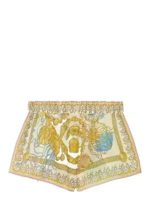 Versace Underwater Barocco Cover-Up Shorts Gold