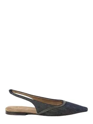 Brunello Cucinelli Leather Ballerina Shoes - Blue