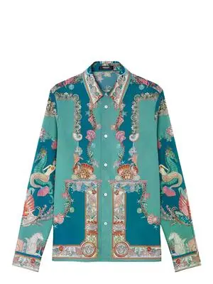Versace Coral Theatre Cotton Shirt - Blue