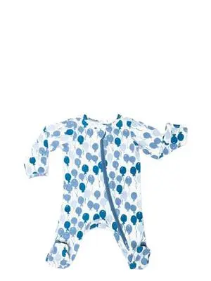 NORANI Organic Cotton Zip Footie - Blue Balloons