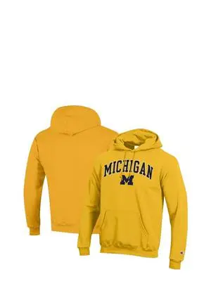 Champion Michigan Wolverines Arch Over Logo Pullover Hoodie - Maize
